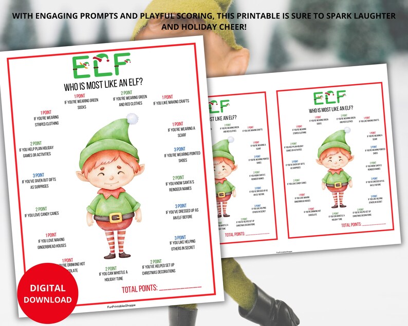 Who is Most Like an Elf,christmas Elf Game,mix and Mingle Game,family ...