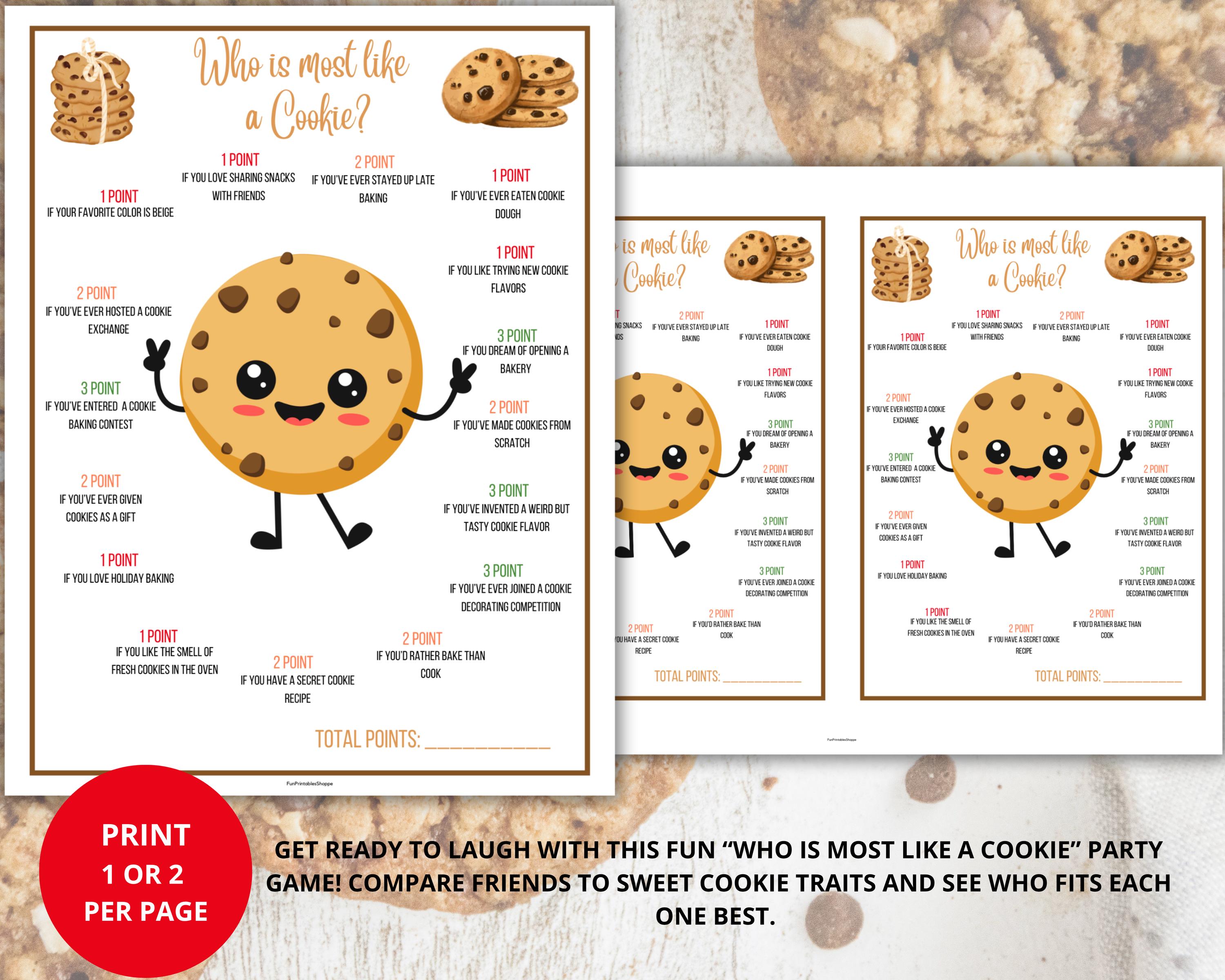 Who is Most Like a Cookie,cookie Trivia Game,cookie Party Game,cookie ...