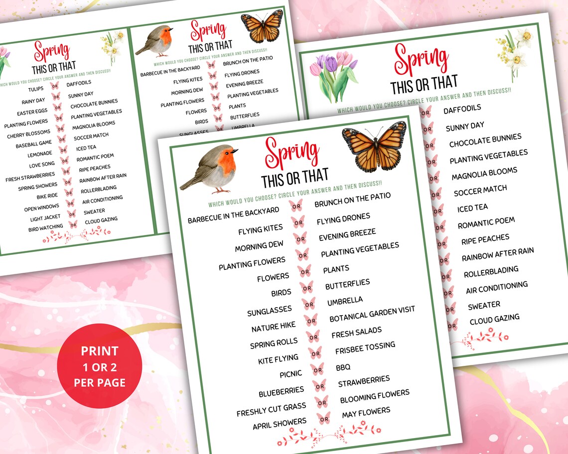 Spring This or That, Would You Rather Spring, Family Reunion Games, Ice ...
