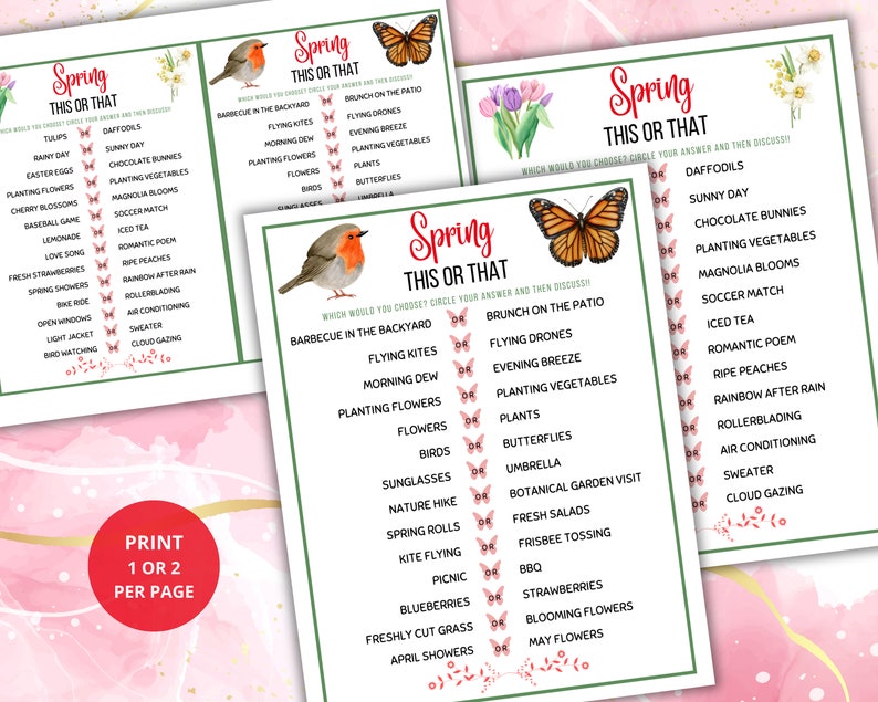 Spring This or That, Would You Rather Spring, Family Reunion Games, Ice ...