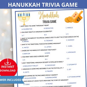 Hanukkah Trivia Game,jewish Trivia,hanukkah Printable Trivia,holiday ...