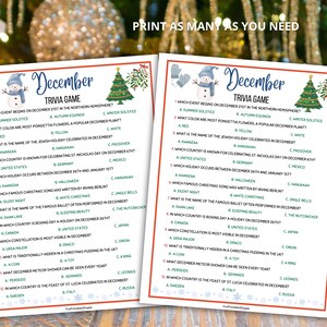 December Trivia Game,winter Holiday Game,december Quiz,winter Season ...