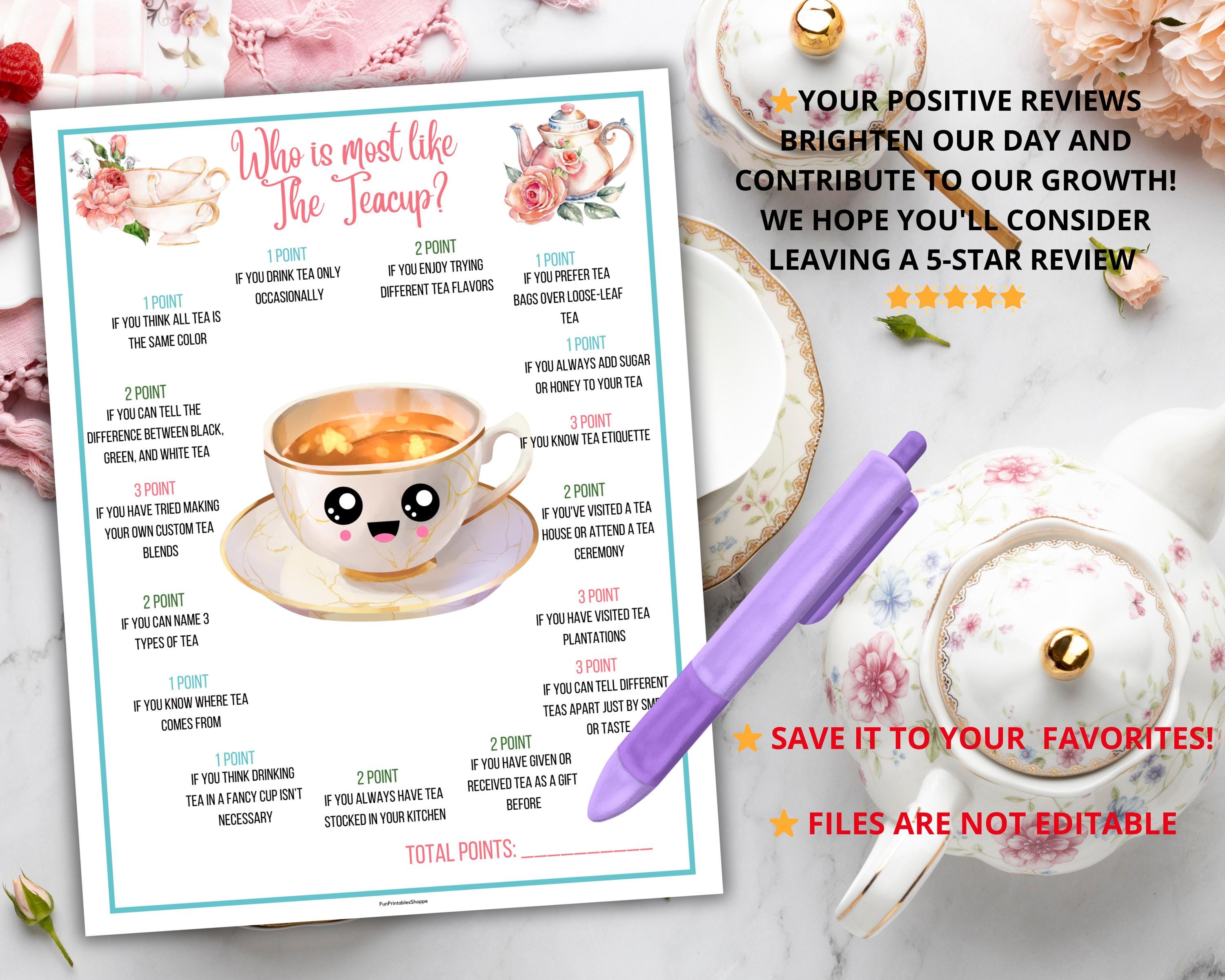 Tea Party Games,who is Most Like the Teacup,tea Party Birthday Games ...