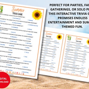 Summer Trivia Game,summer Office,summer Quiz,summertime Game,pool Party ...