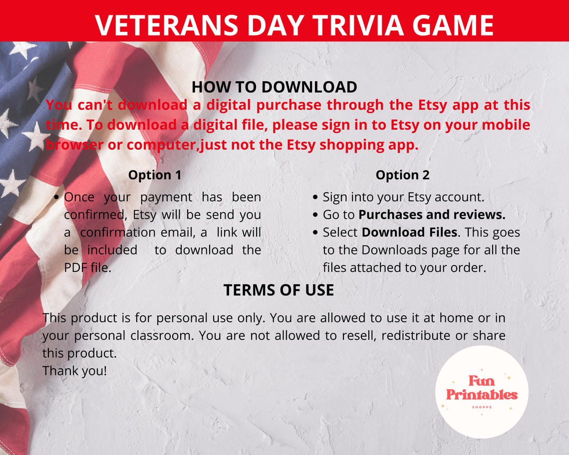 Veterans Day Trivia Game,veterans Day Quiz,patriotic Games,veterans Day ...