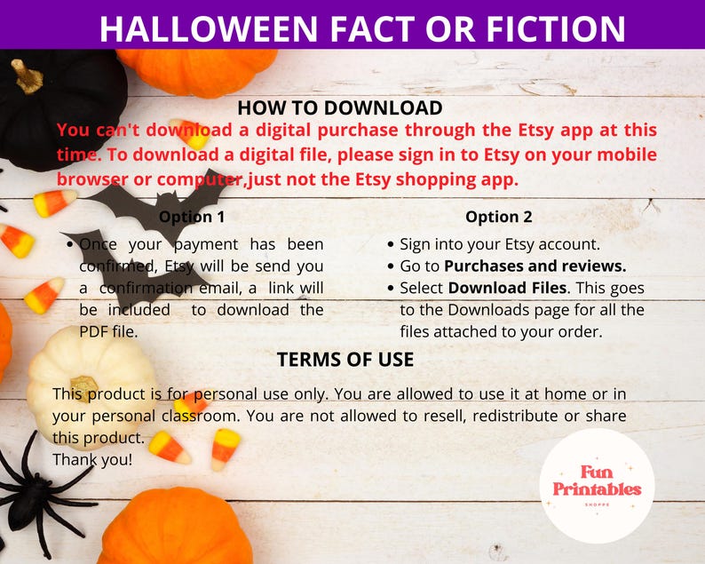 Halloween Fact or Fiction,halloween True or False,halloween Party Game ...