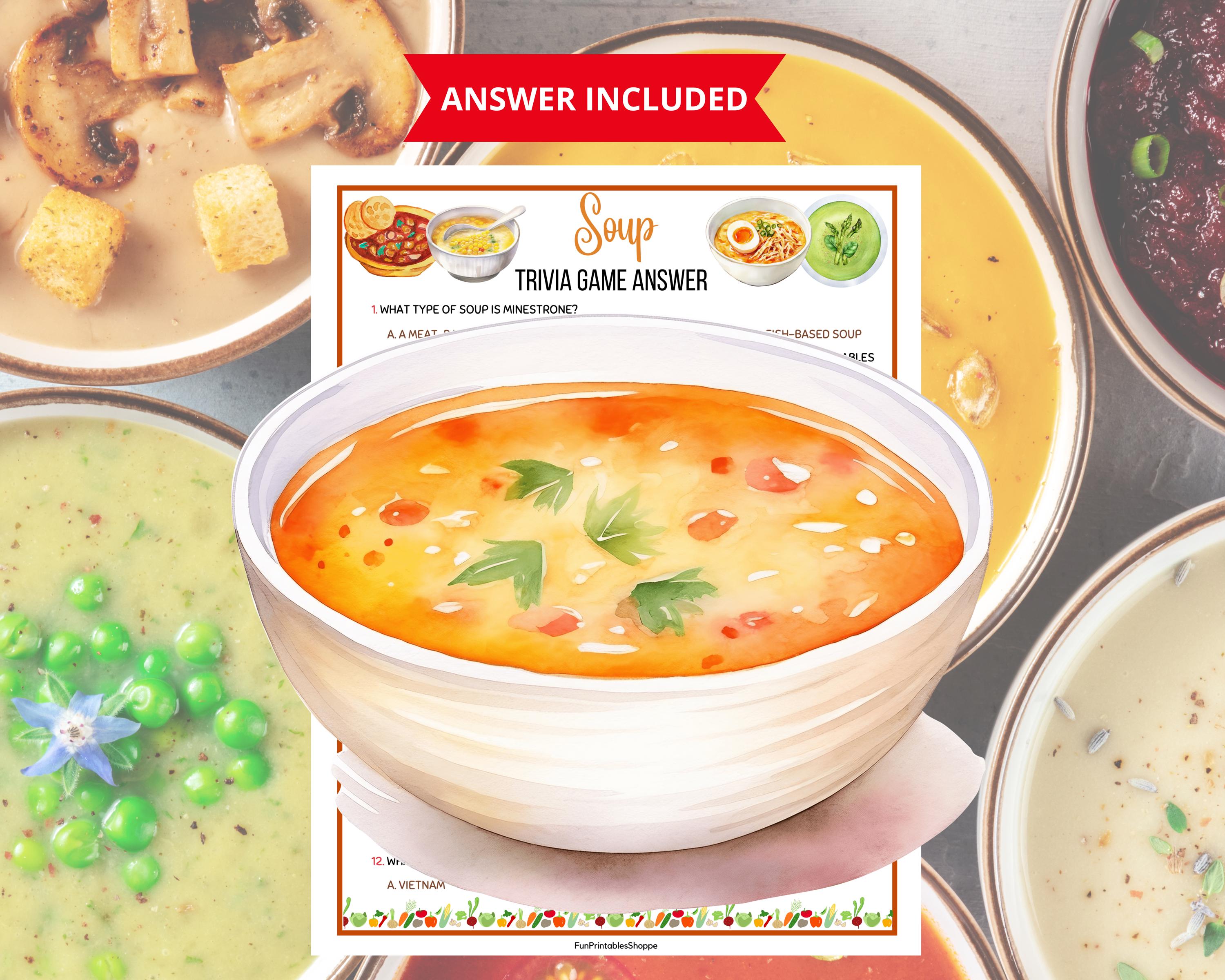 Soup Trivia Game,food Trivia,soup Cook-off Game,foodie Trivia,soup Fact ...