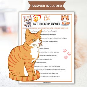 Cat Trivia,cat Fact or Fiction,cat Party Game,cat Lovers,true or False ...