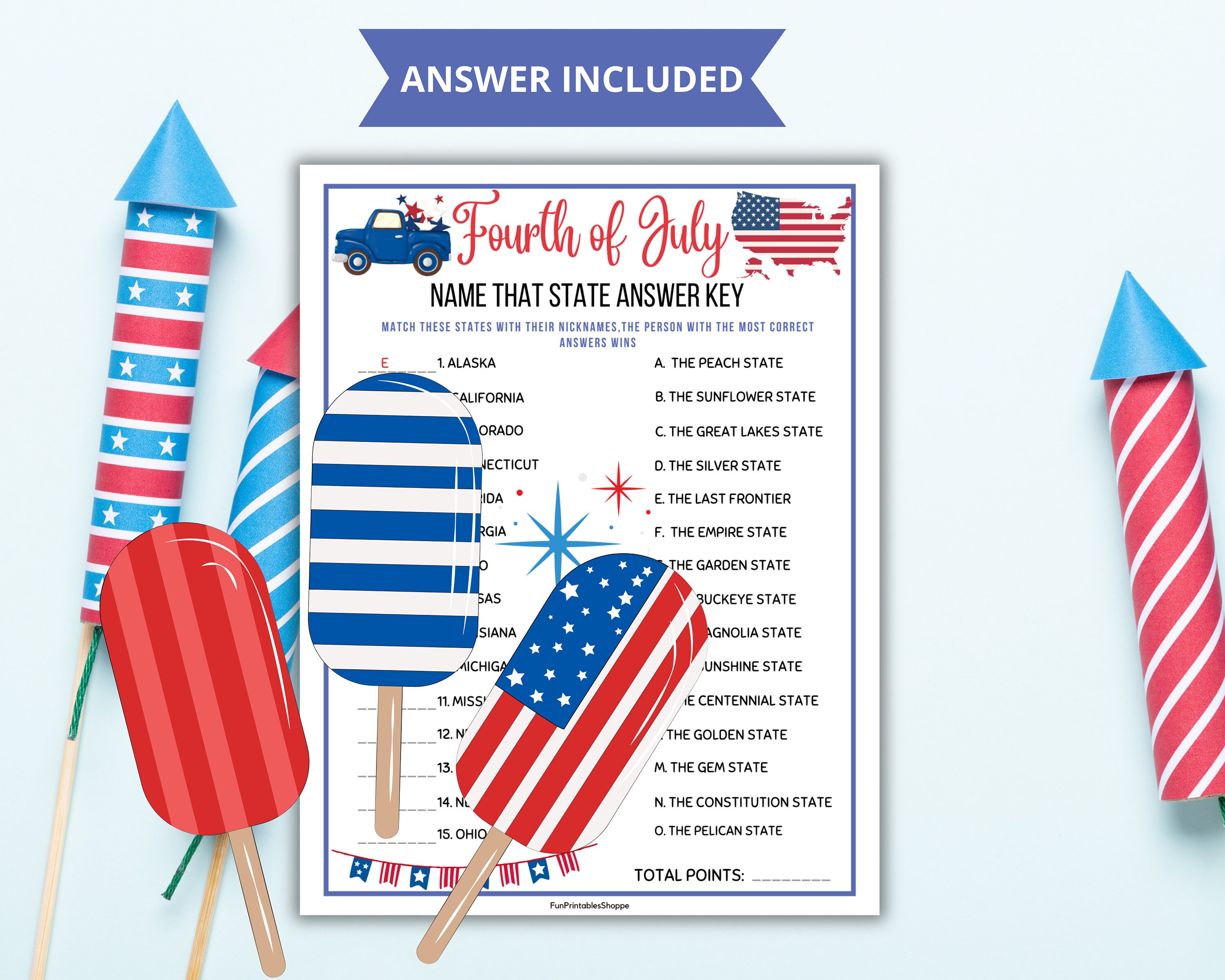 4th of July State Nickname Game,fourth of July Name That U.S. State ...