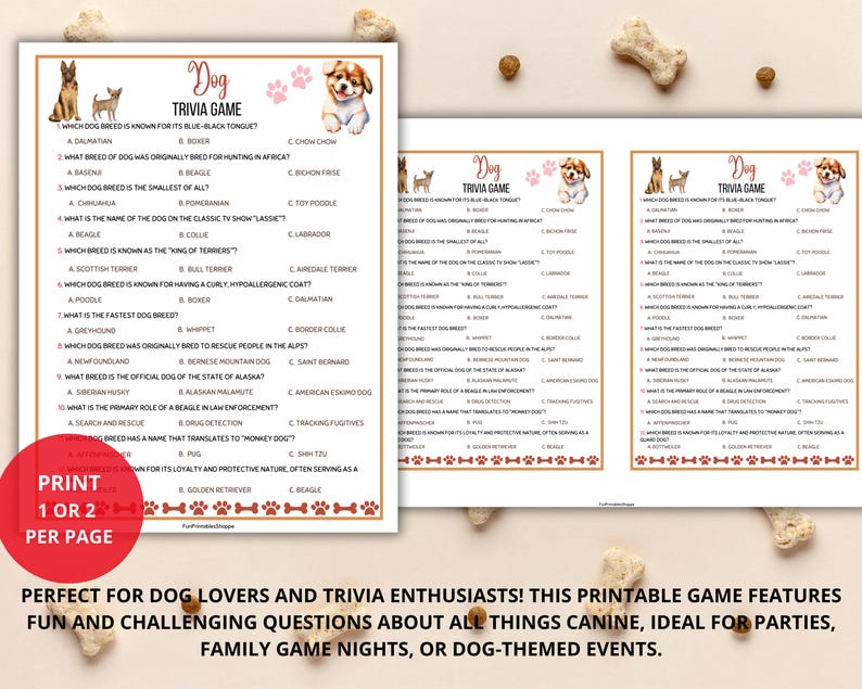 Dog Trivia Game,pets Trivia Game,animal Trivia,dog Party Game,pets ...