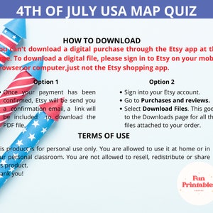 United States Map Quiz,patriotic Trivia,4th of July Activity,us ...