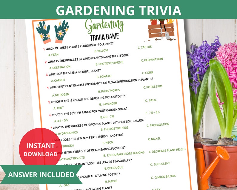 Gardening Trivia Game,vegetable Trivia,plants Trivia,garden Questions ...