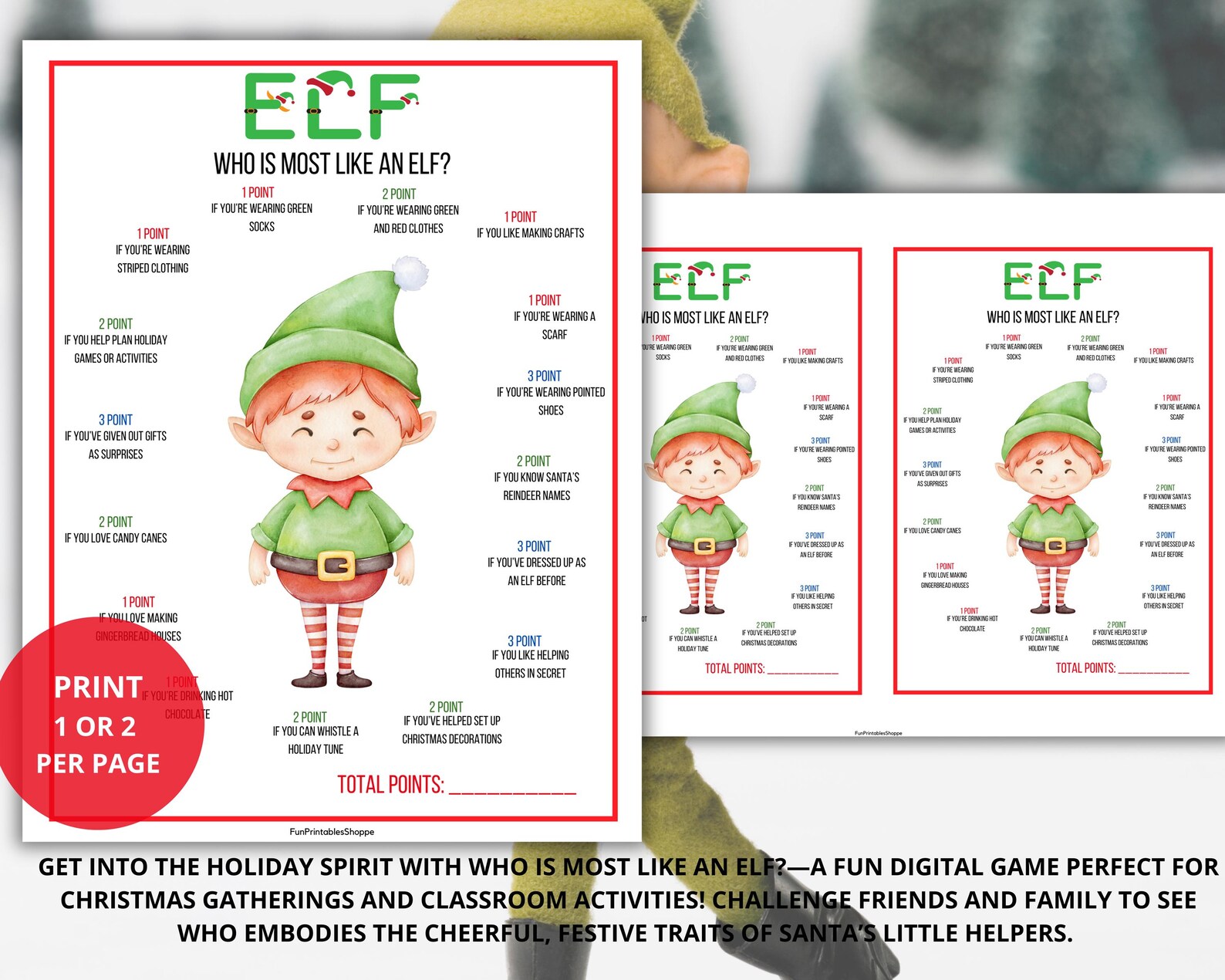 Who is Most Like an Elf,christmas Elf Game,mix and Mingle Game,family ...