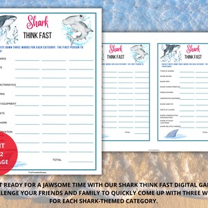 Shark Think Fast Game,summer Activity,shark Week Game,shark Birthday ...