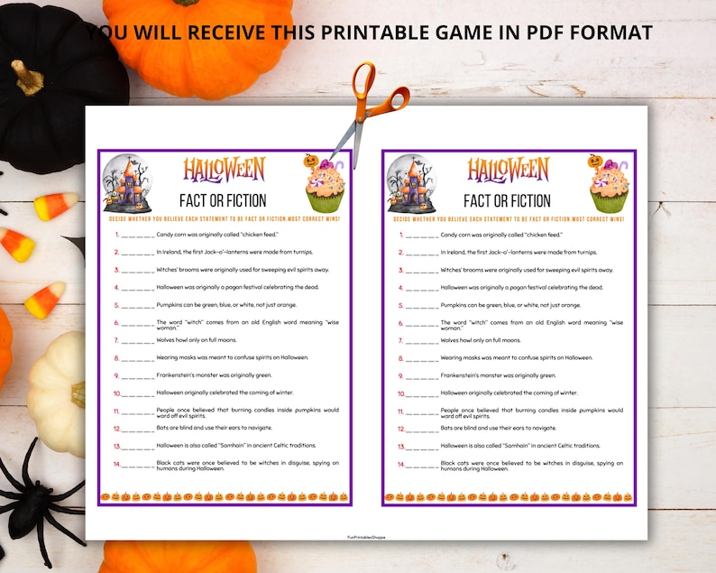 Halloween Fact or Fiction,halloween True or False,halloween Party Game ...