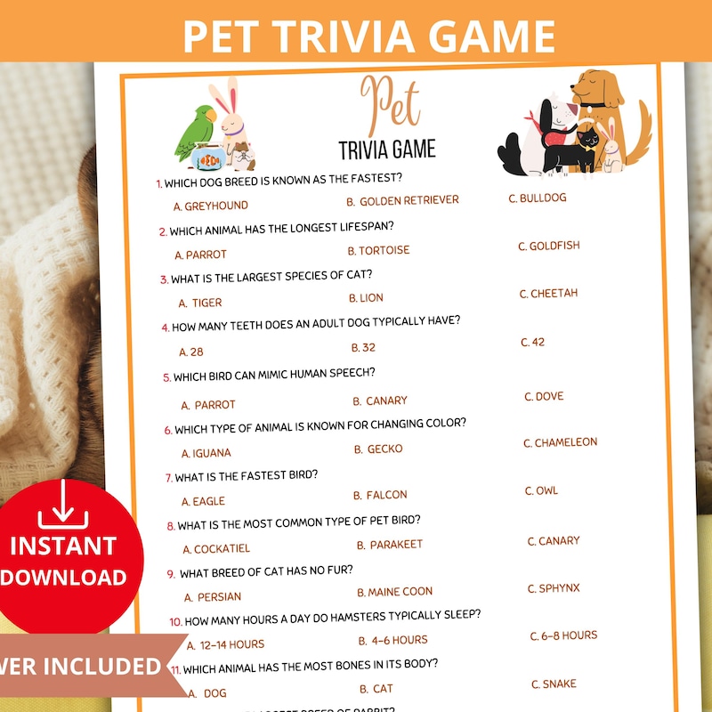 Pets Trivia Kids - Etsy