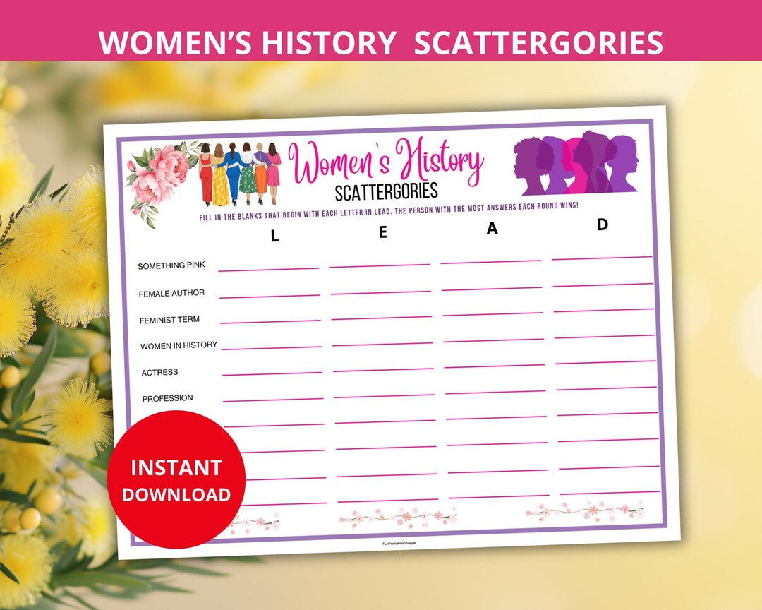 Women's History Month Scattergories Game,womens History Game,womens ...
