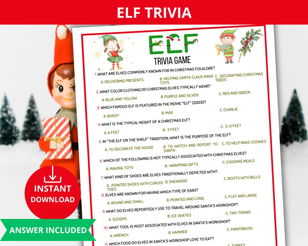 Elf Trivia,elf Quiz Game,elf Movie Game,christmas Quiz,christmas Trivia ...