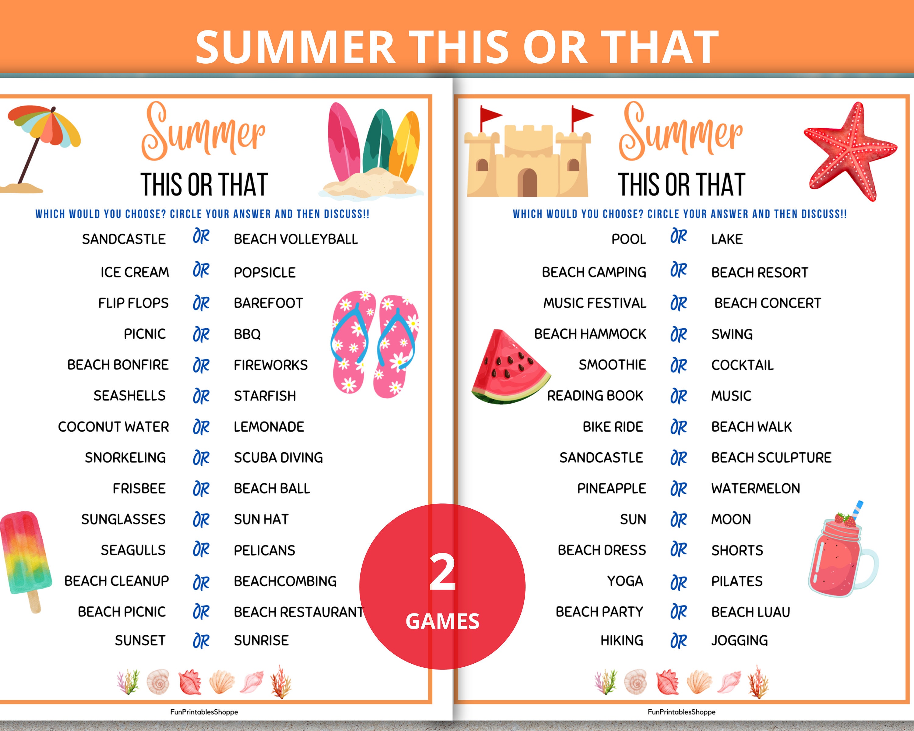 Summer This or That,pool Party Games,summer Games,would You Rather Game ...