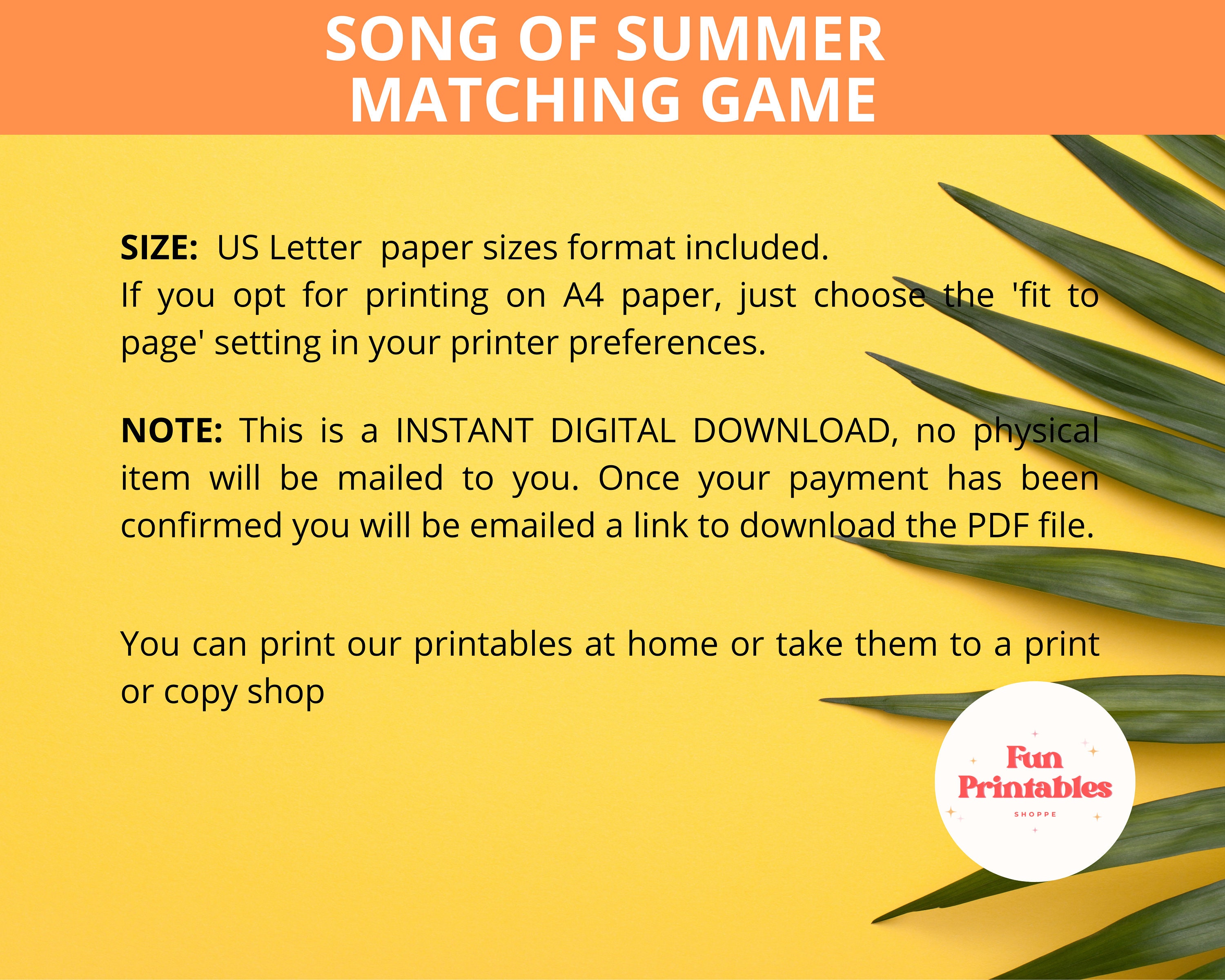 Songs of Summer Matching Game,summer Trivia,summer Songs Matchup ...