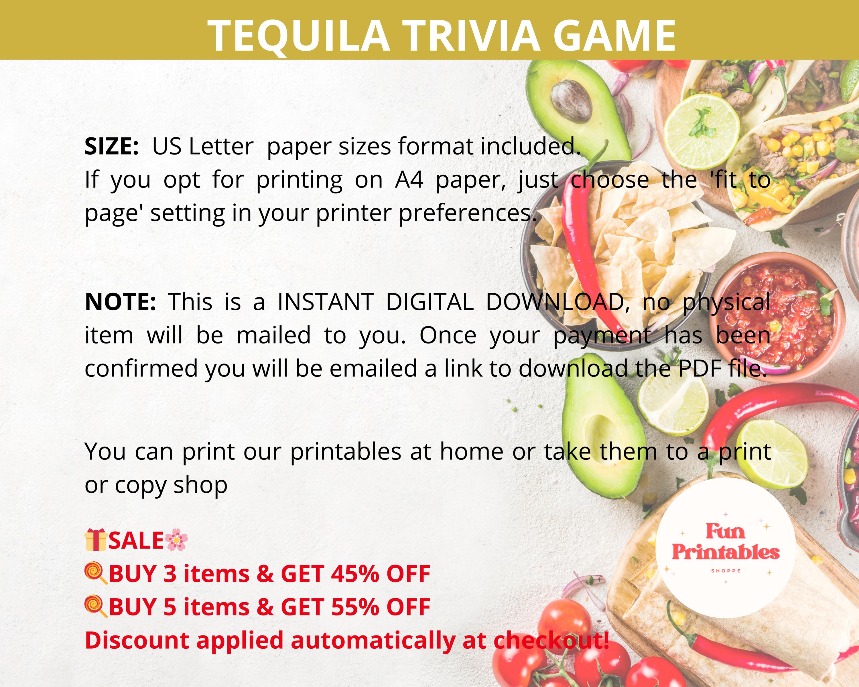 Tequila Trivia Quiz,tequila Party Game,cinco De Mayo Game,tequila ...