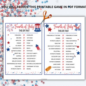 4th of July This or That,independence Day Game,fourth of July This or ...