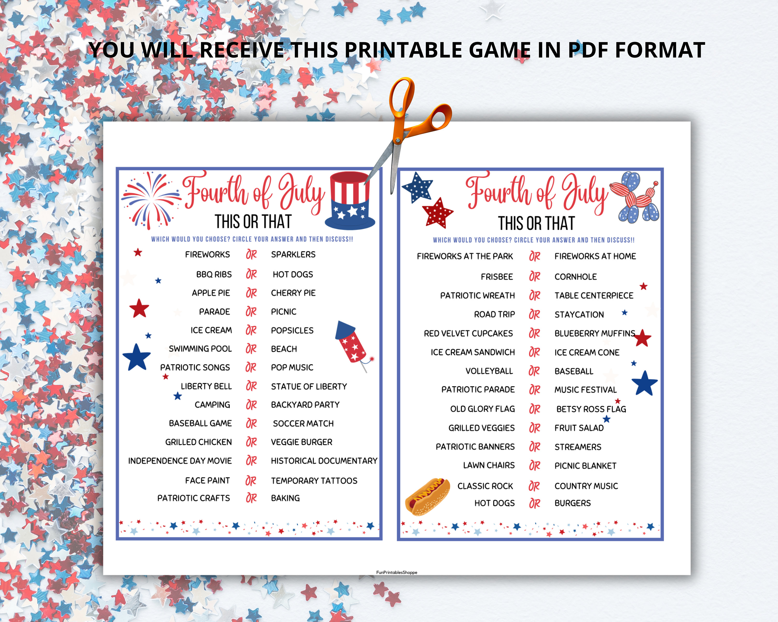 4th of July This or That,independence Day Game,fourth of July This or ...