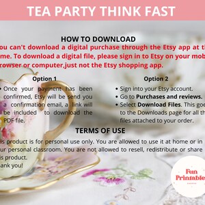 Tea Party Trivia,tea Party Games,tea Party Think Fast,tea Party ...