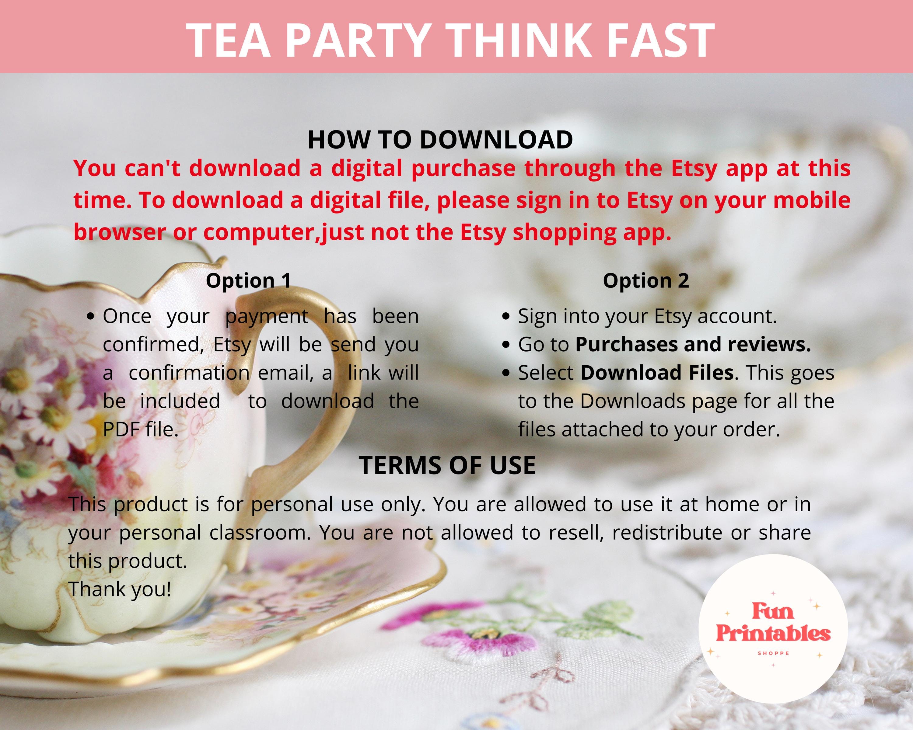 Tea Party Trivia,tea Party Games,tea Party Think Fast,tea Party ...