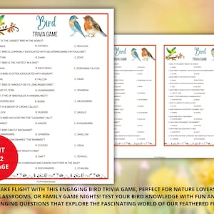 Bird Trivia Game,birds Quiz,animal Trivia,zoo Trivia,wildlife Quiz ...