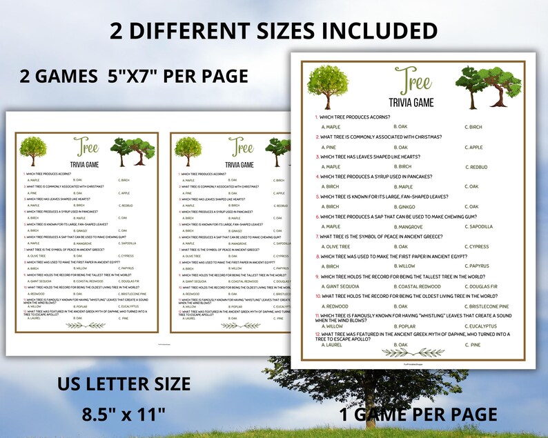 Tree Trivia Game,nature Trivia,tree Quiz,teen Party Games,plant Trivia ...