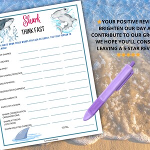 Shark Think Fast Game,summer Activity,shark Week Game,shark Birthday ...