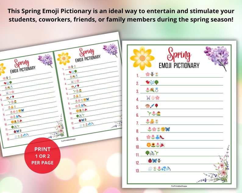 Spring Emoji Game, Spring Party Game, Spring Season Game,family Game ...