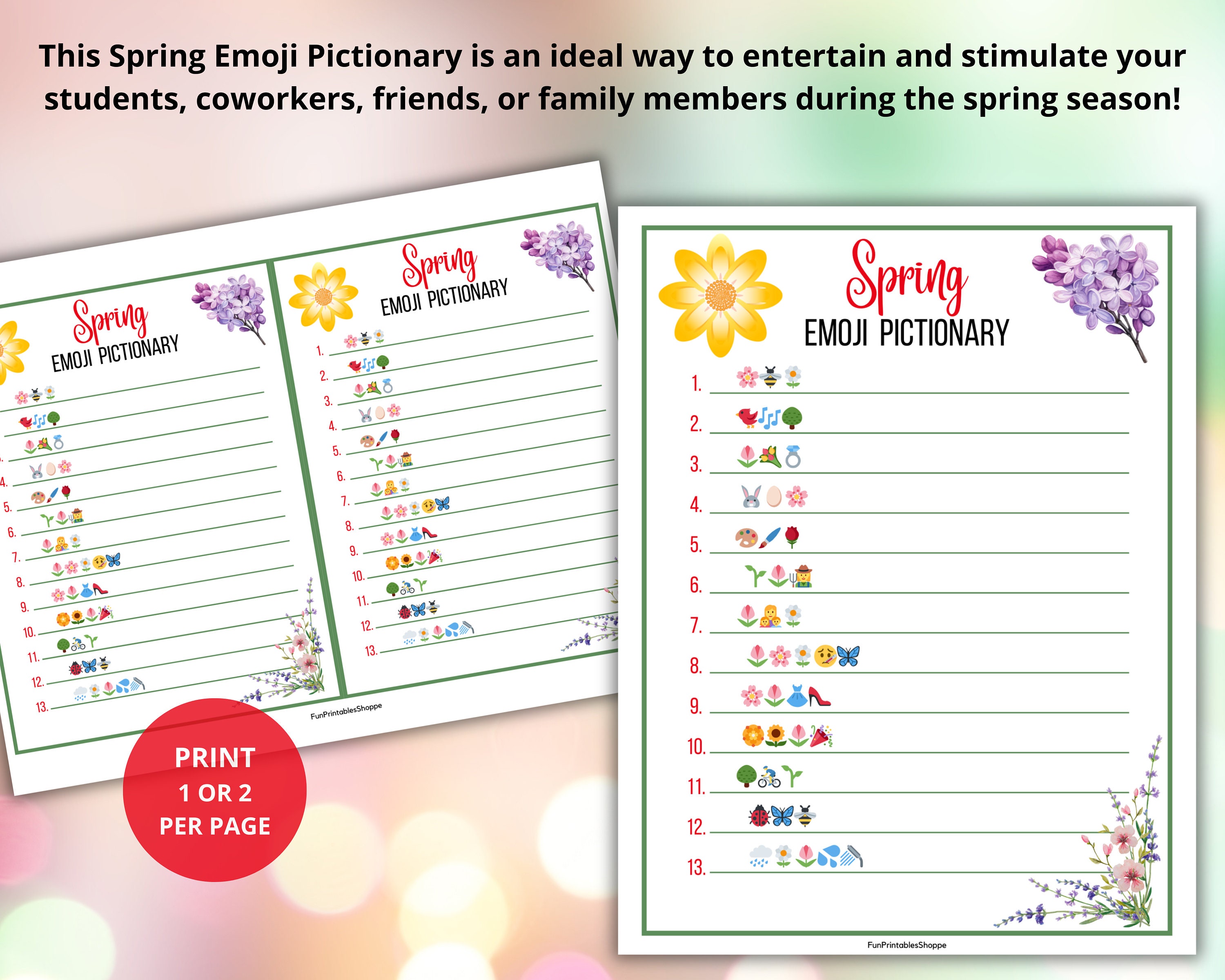 Spring Emoji Game, Spring Party Game, Spring Season Game,family Game ...