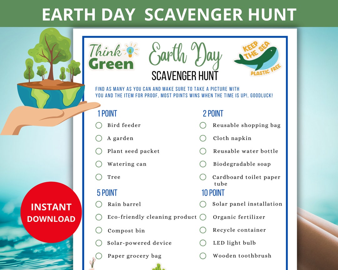 Earth Day Scavenger Hunt Game,spring Games,earth Day Activities, Adults ...