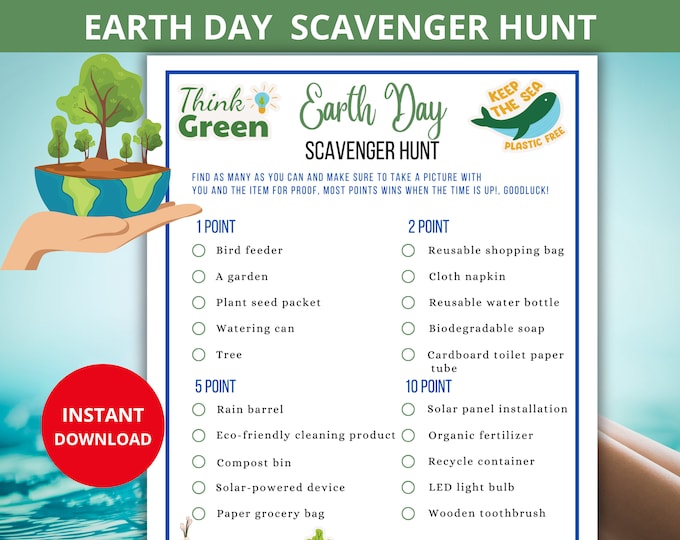 Earth Day Scavenger Hunt Game,spring Games,earth Day Activities, Adults ...