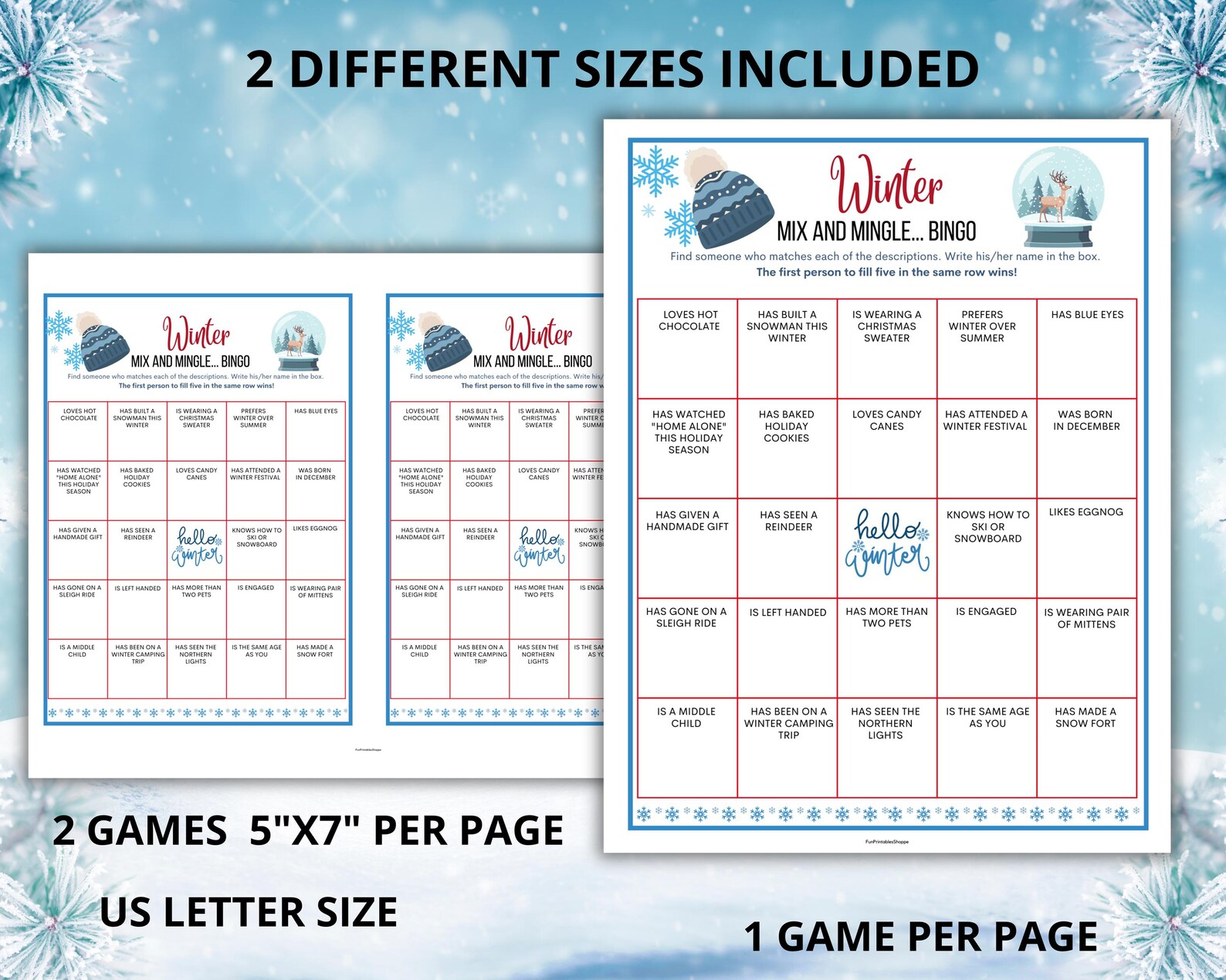 Winter Icebreaker Bingo, Mix and Mingle Icebreaker, Large Group Game ...