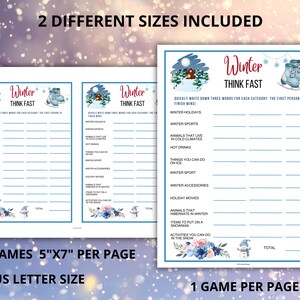 Winter Think Fast Game,winter Word Party Game,winter Office Game,winter ...