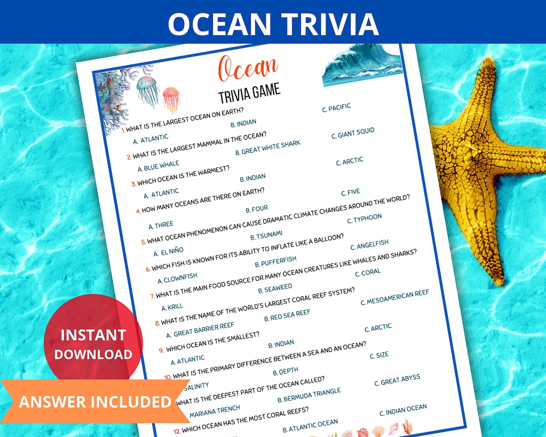 Ocean Trivia,sea Trivia Game,summer Trivia,marine Life Trivia,animal ...
