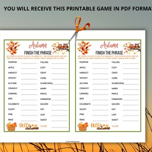 Fall Finish the Phrase,autumn Party,fall Activities,fun Harvest Game ...