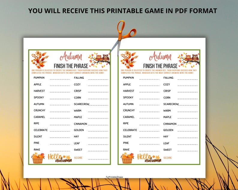 Fall Finish the Phrase,autumn Party,fall Activities,fun Harvest Game ...
