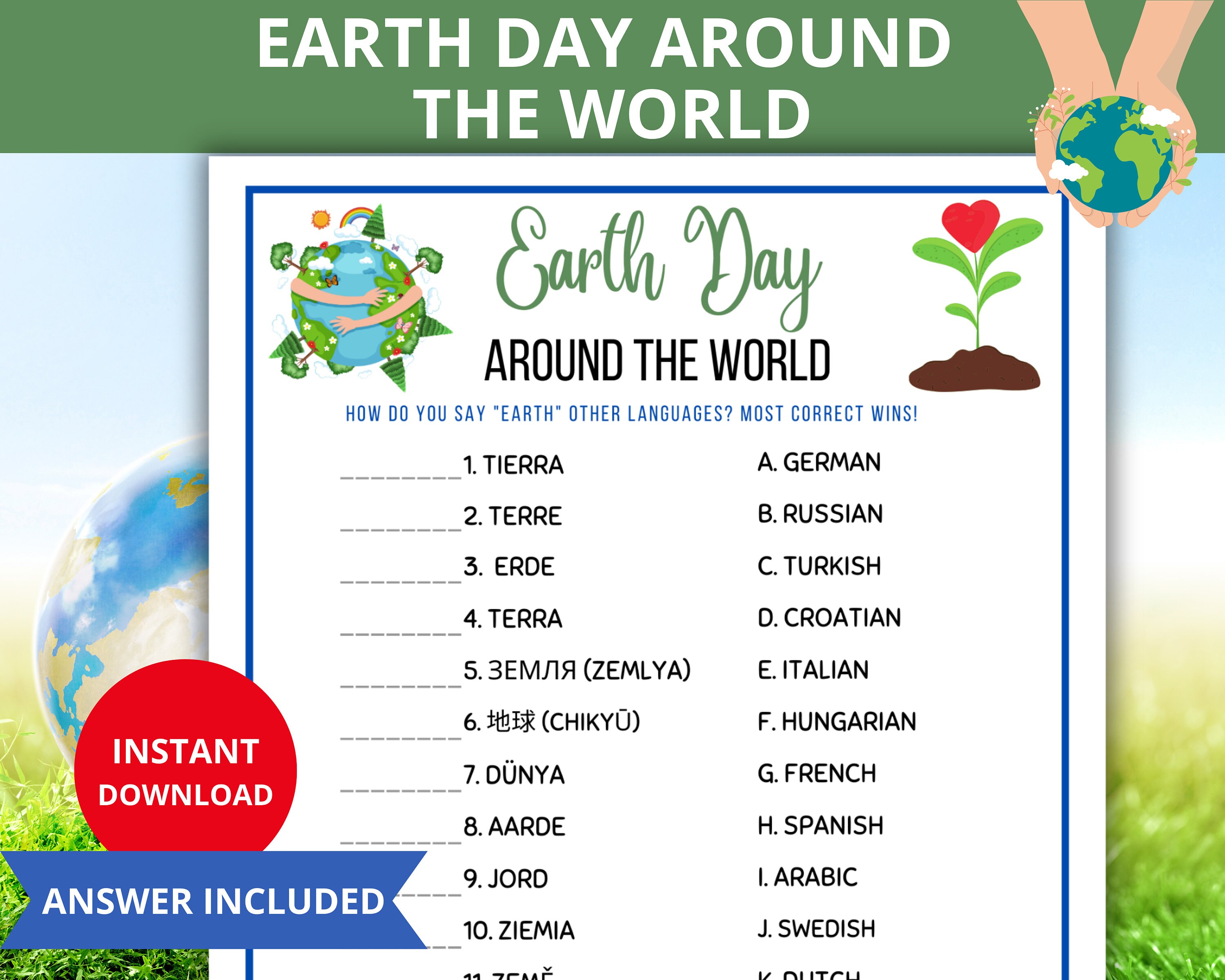 Earth Day Around the World,earth Day Activity,games Bundle,earth Day ...