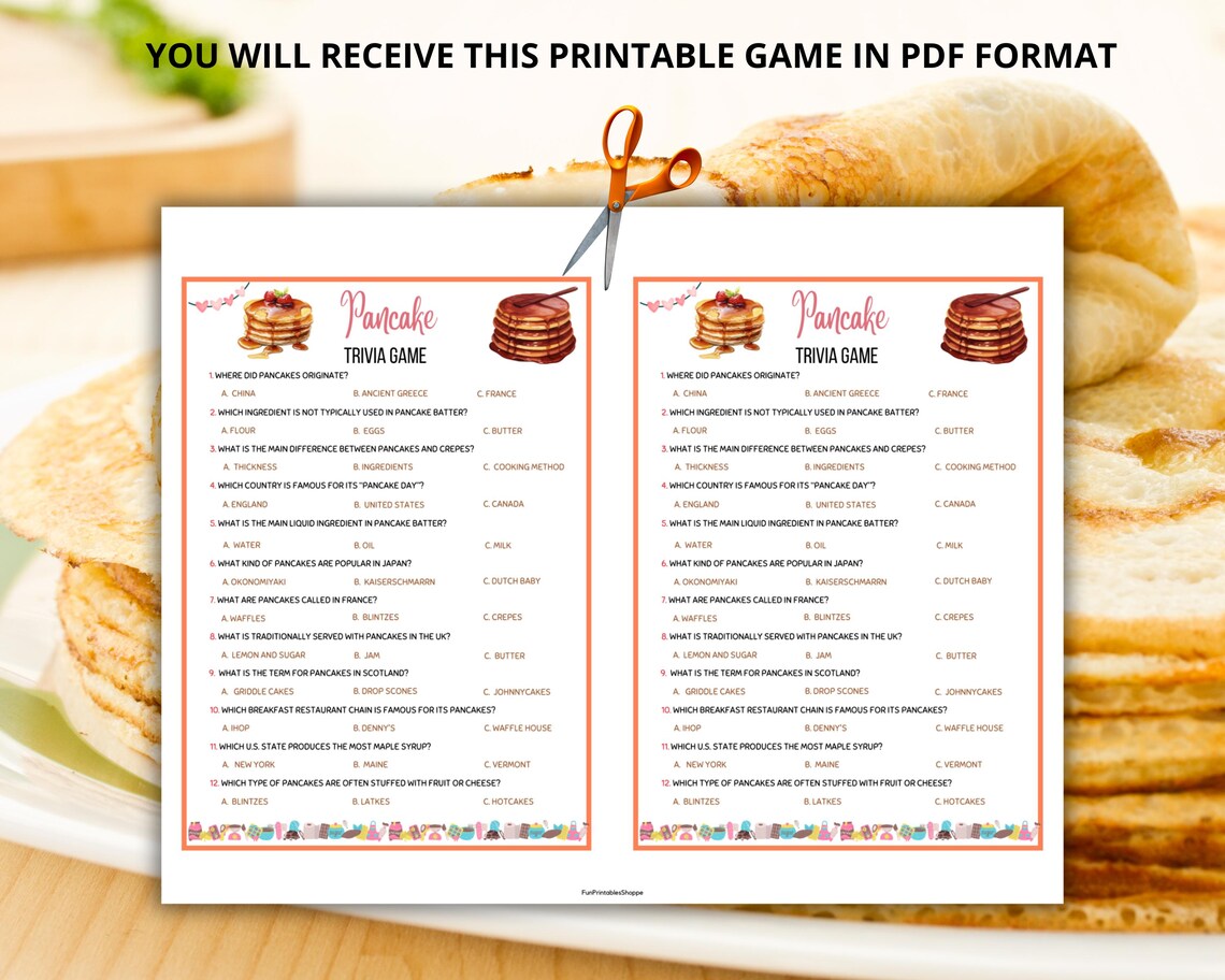 Pancake Trivia Game,pancake Day Game,pancake Quiz,pancake Party Games ...