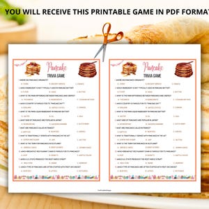 Pancake Trivia Game,pancake Day Game,pancake Quiz,pancake Party Games ...