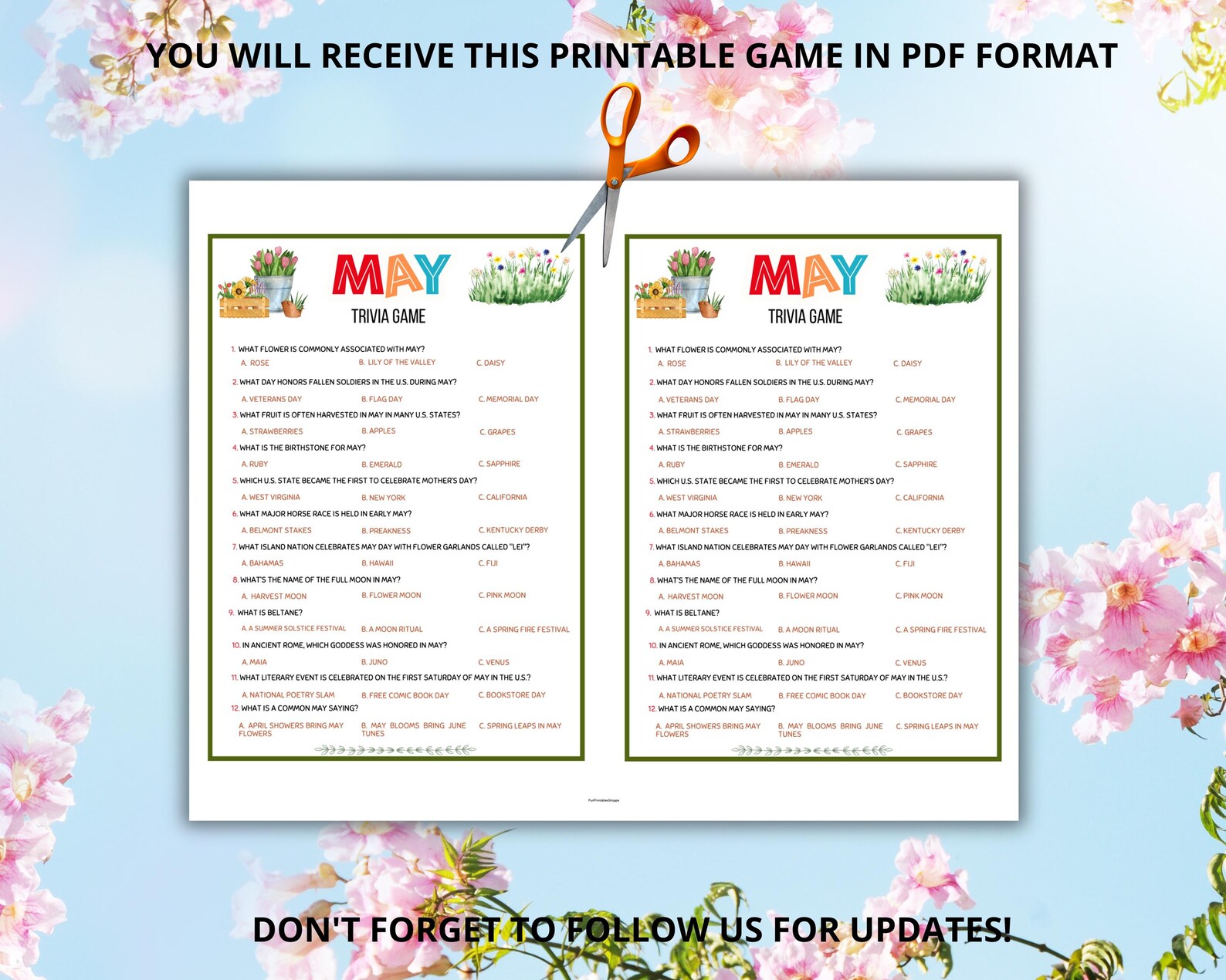 May Trivia Game,month Party Games,may Quiz Question,monthly Trivia Quiz ...