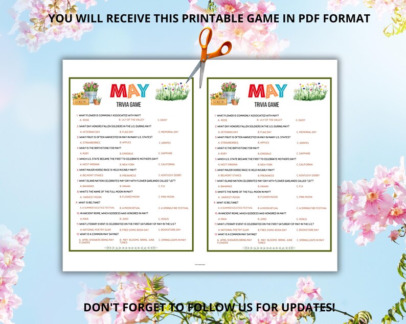 May Trivia Game,month Party Games,may Quiz Question,monthly Trivia Quiz ...