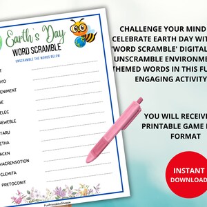 Earth Day Word Scramble Game, Earth Day Activity,spring Games ...