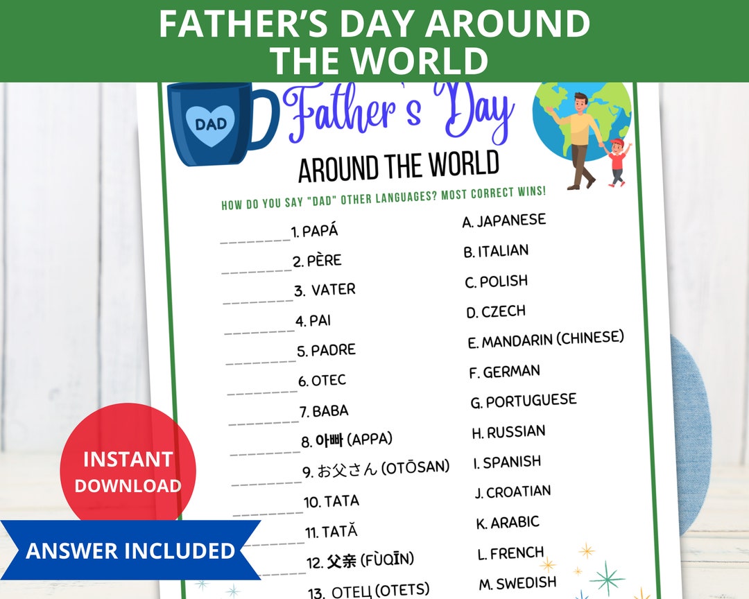 Father's Day Around the World Game,family Game,fathers Day Trivia ...