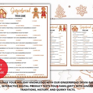 Gingerbread Trivia Game,christmas Trivia,food Trivia,christmas Cookie ...