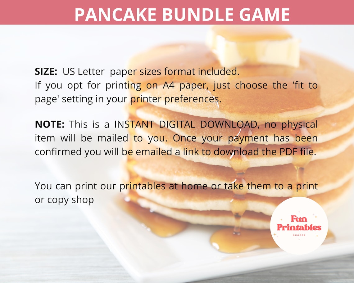 Pancake Game Bundle,pancake Party Games,pancake Day Game,slumber Games ...